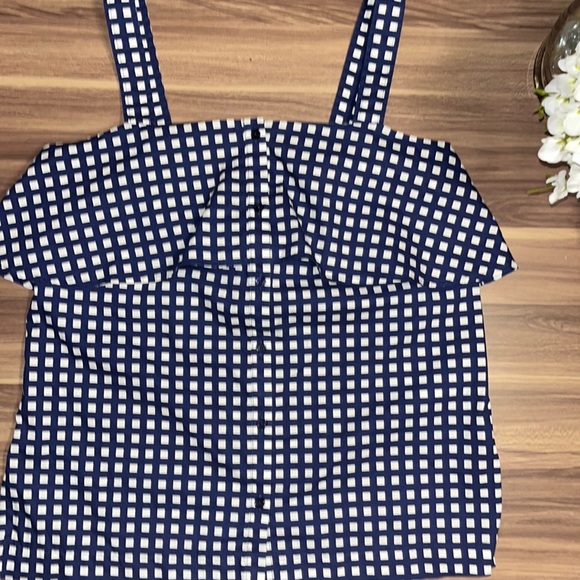 Michael Kors | Tops | Michael Kors Navy Blue And White Checkered Tank ...